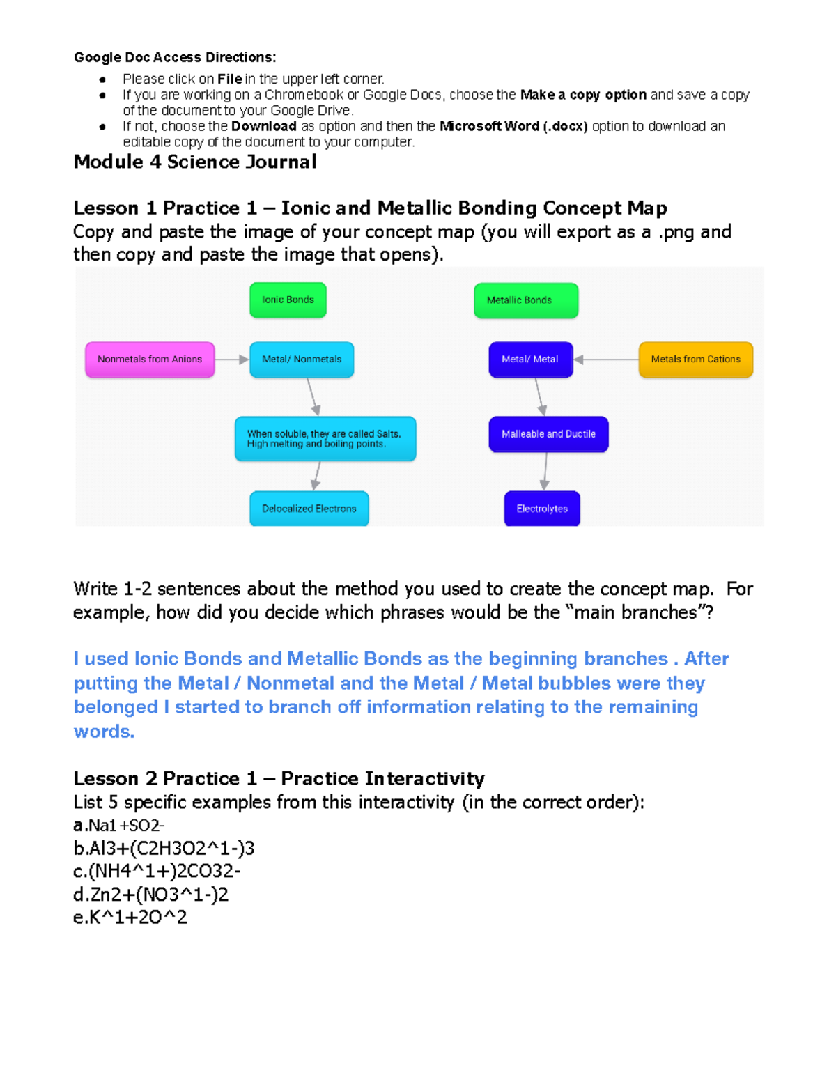 Module Four Science Journal - Google Doc Access Directions: Please ...