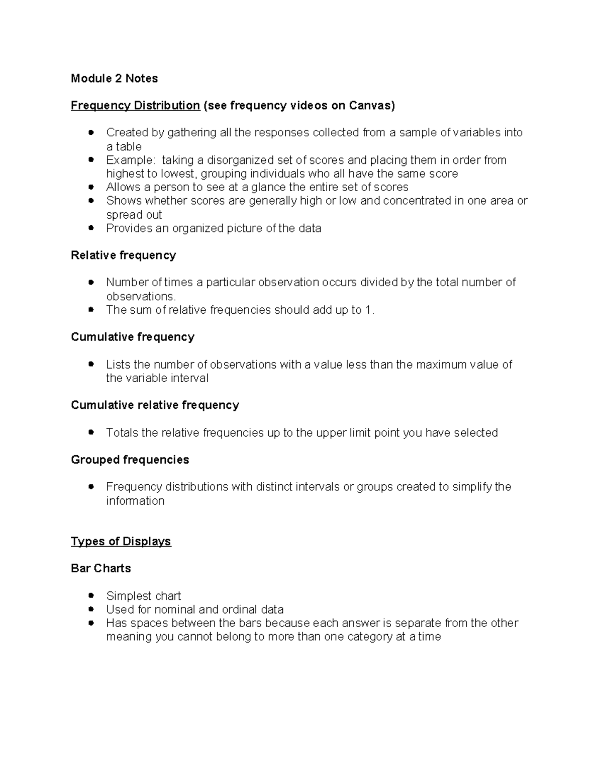 Module 2 Statistics Module 2 Notes Frequency Distribution See Frequency Videos On Canvas