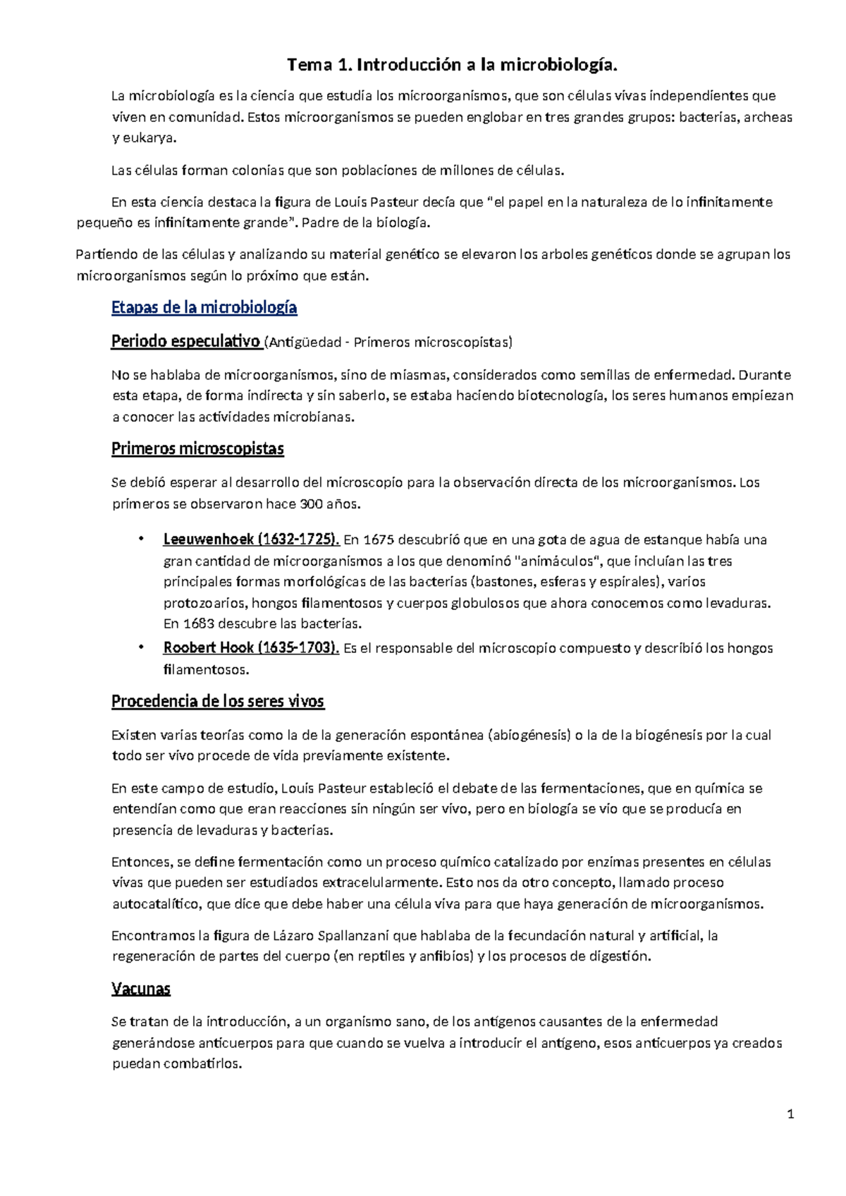 Tema 1. Introducción a la Microbiologia - Tema 1. Introducción a la microbiología. La ...