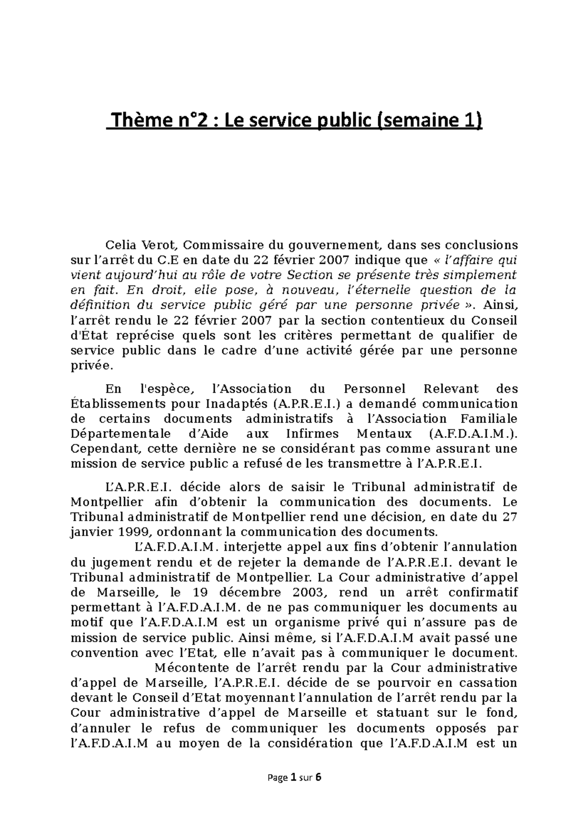 TD2 (sem. 1) - arrêt A.P.R.E.I - Thème n°2 : Le service public (semaine 1) Celia Verot ...