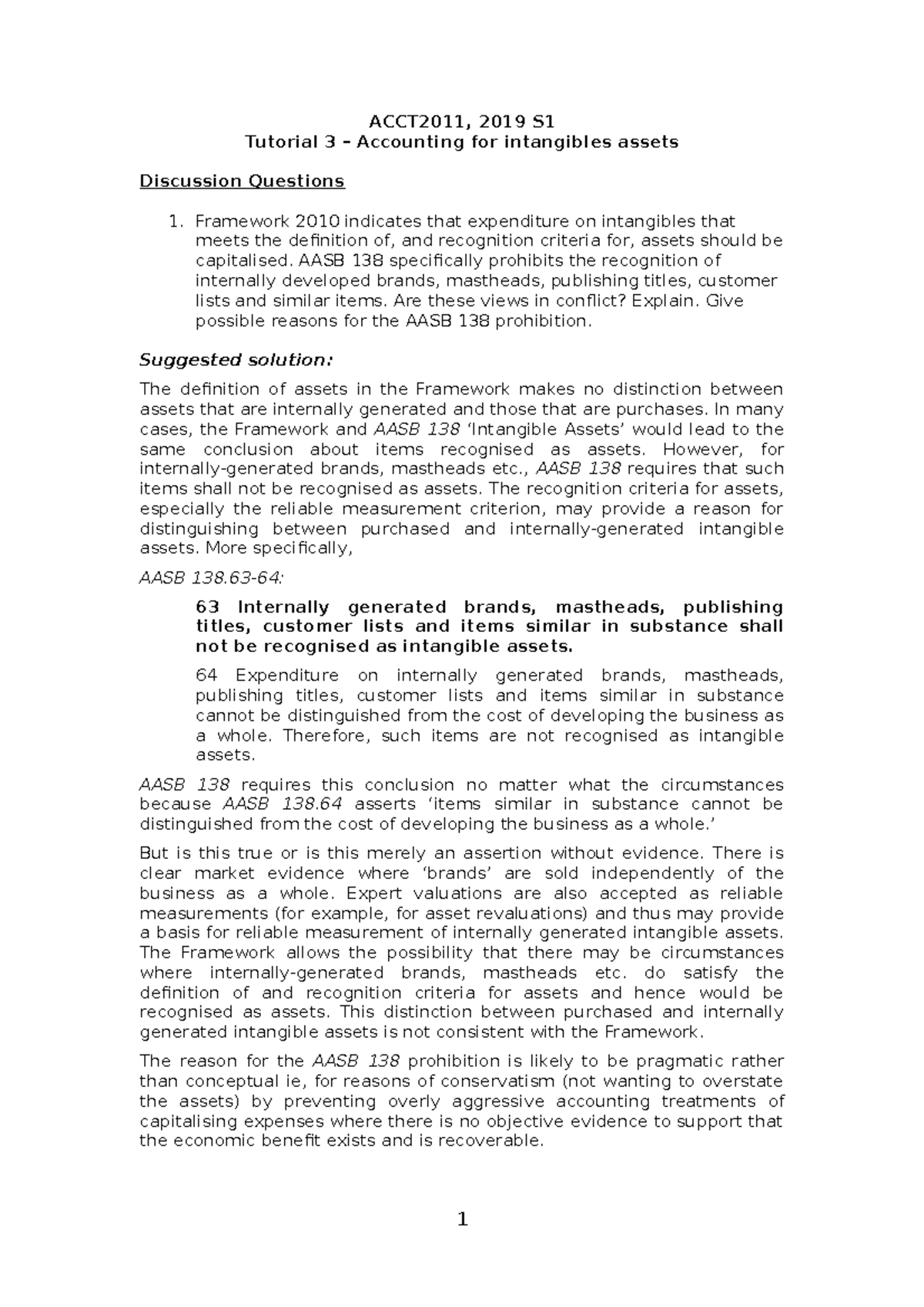 Tutorial 3 – Discussion Questions Solution Intangibles S1 2019 ...