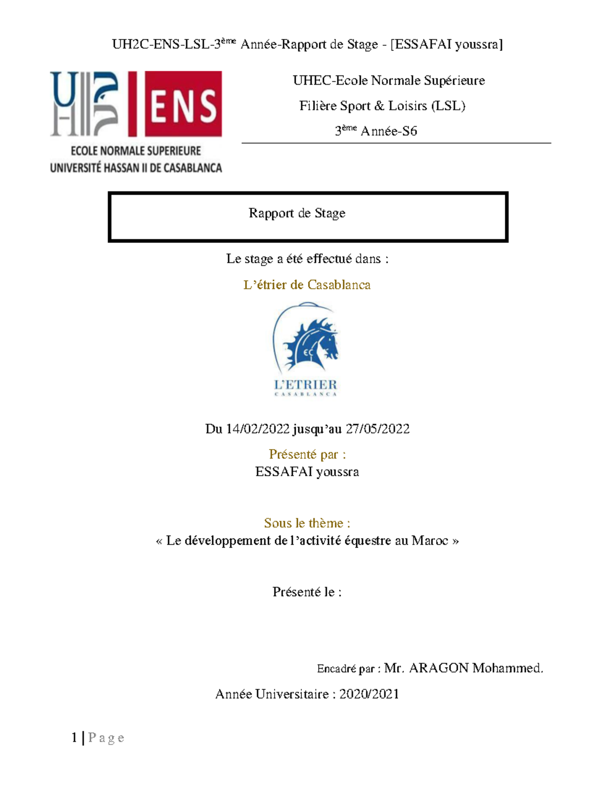 Rapport de stage Essafai youssra S6 Etrier DE Casablanca-converti ...