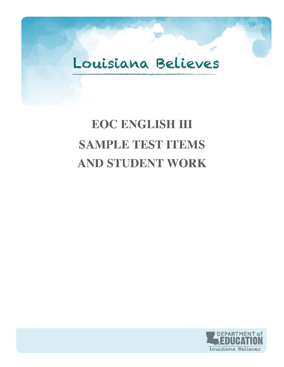 Eoc english iii sample test items and student work - EOC ENGLISH III ...