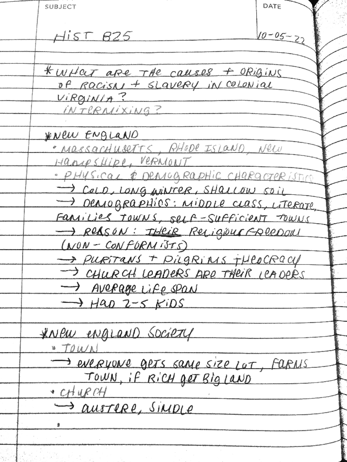 New England lecture notes - HIST B25 - Studocu