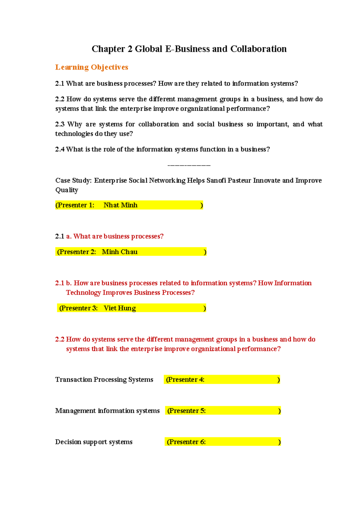 Assignments-Chapter 2 - Chapter 2 Global E-Business and Collaboration ...