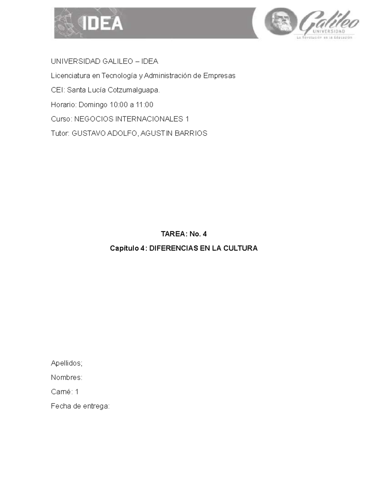 Tarea 4 semana 5 - negocios internacionales - UNIVERSIDAD GALILEO ...