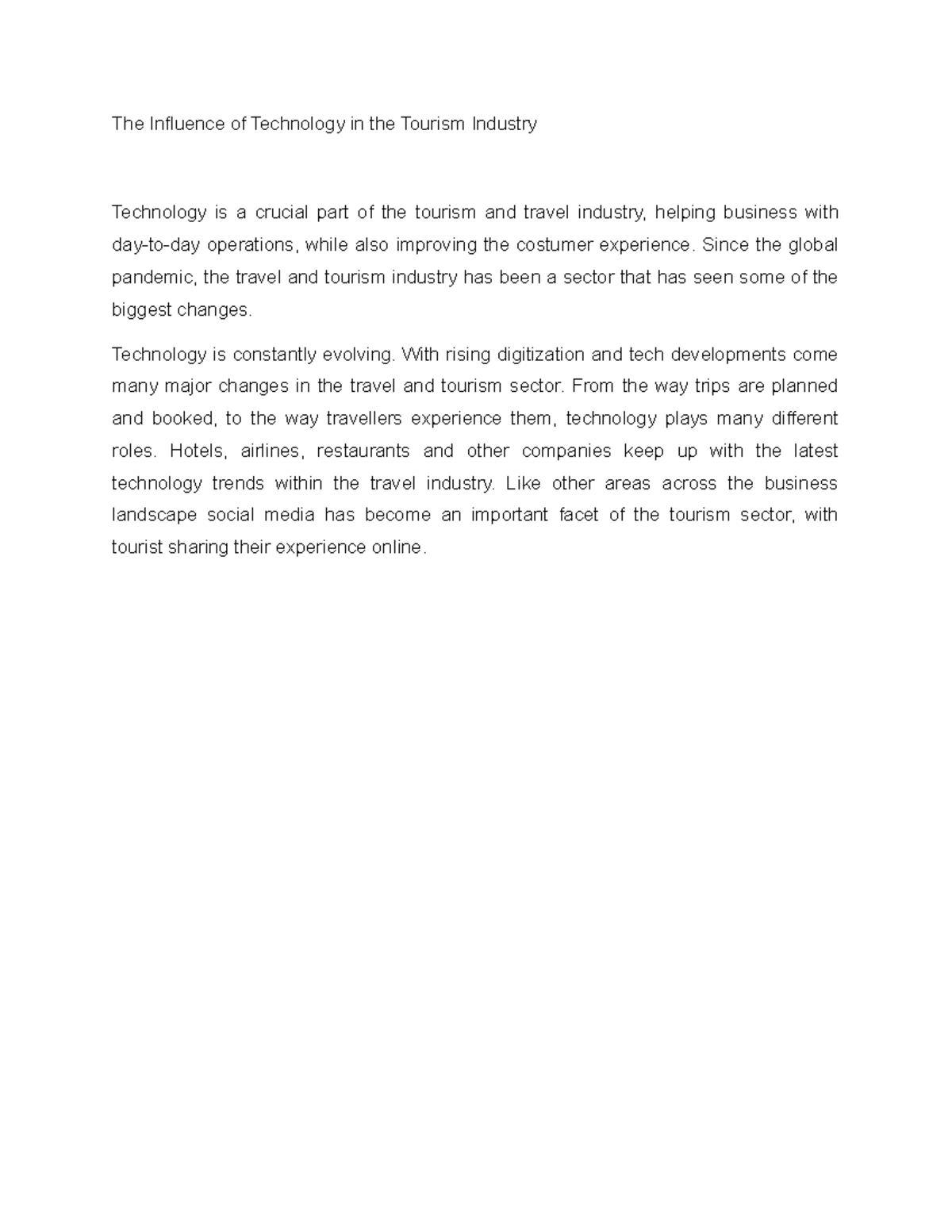 BLOG - technology - The Influence of Technology in the Tourism Industry ...