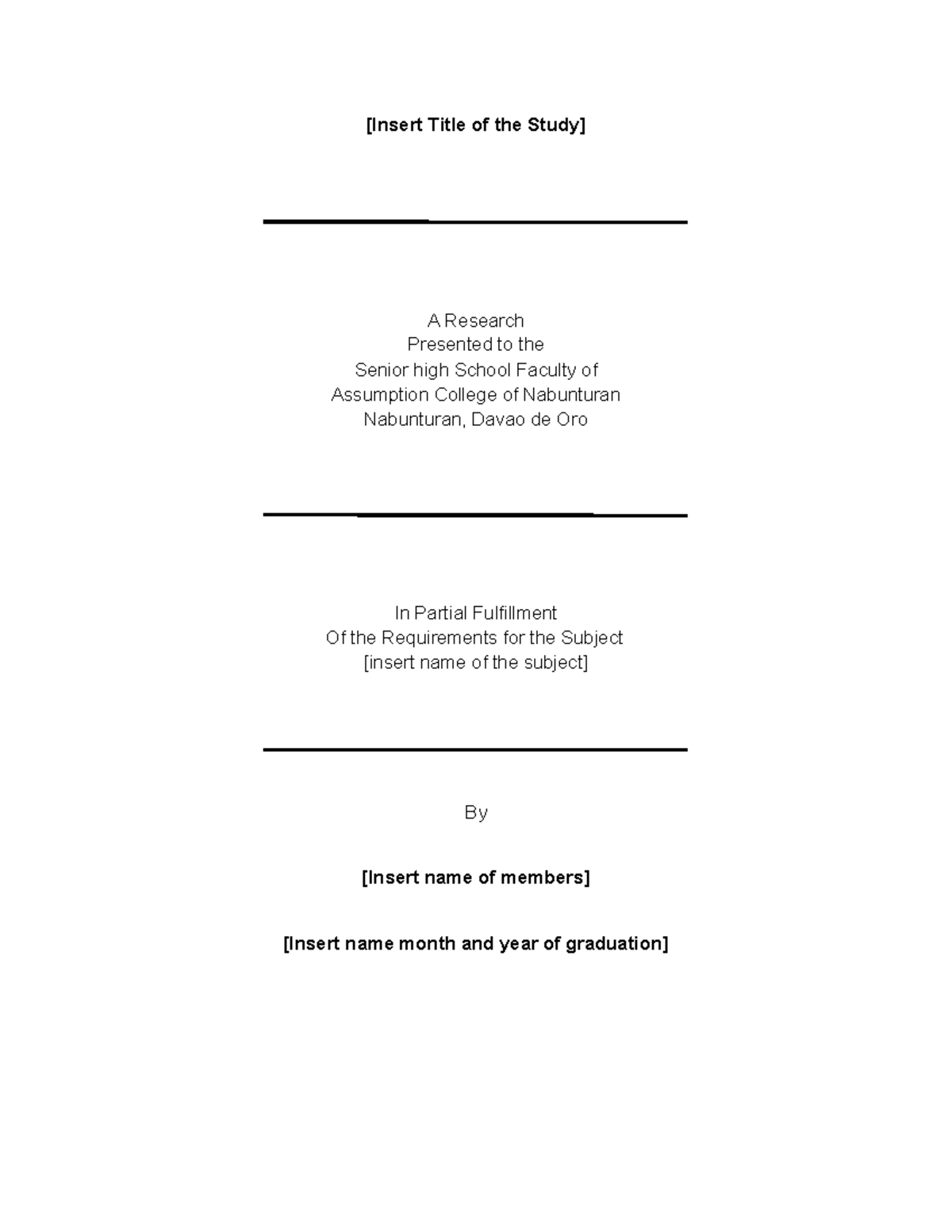 SHS Prepages-Sample-Format - [Insert Title of the Study] A Research ...