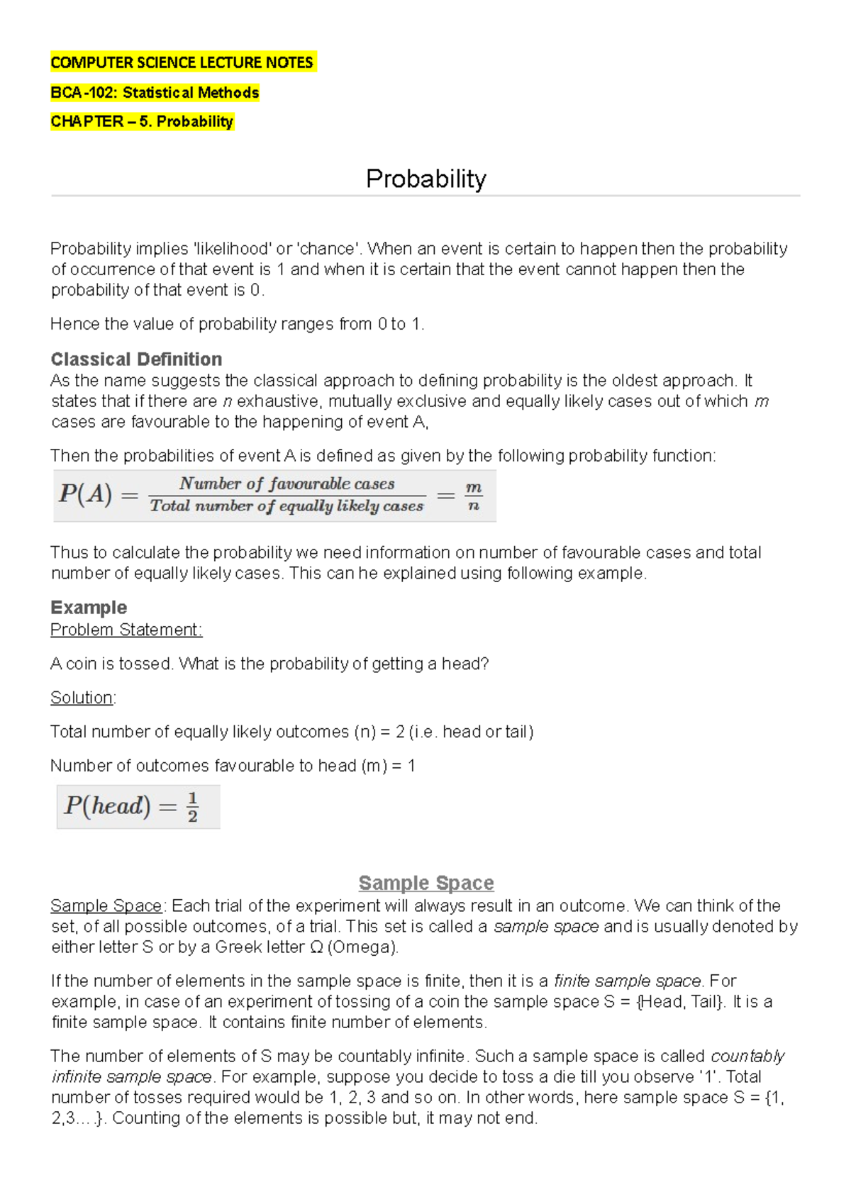Ch 6 - probability - This is my Statistical Methods Lecture Notes to ...