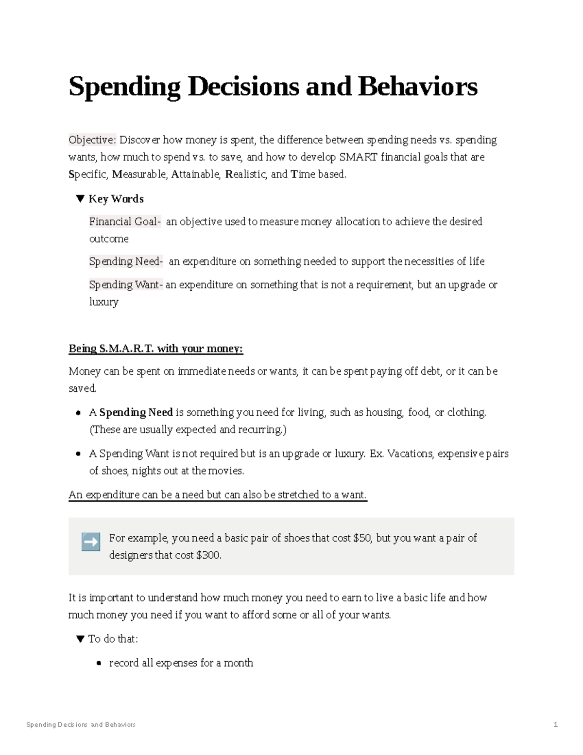 Spending Decisions and Behaviors - spending wants, how much to spend vs ...