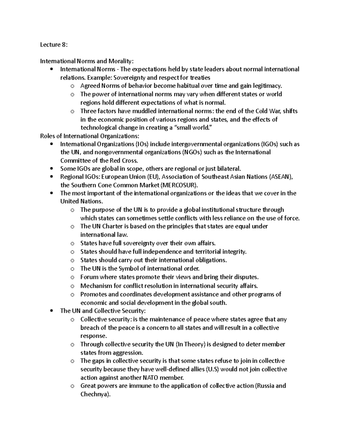 Study Guide psc - Lecture 8: International Norms and Morality ...