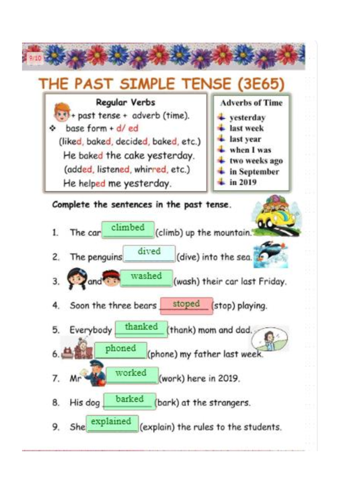 Actividades - actividad - THE PAST SIMPLE TENSE (3E65) Regular Verbs ...