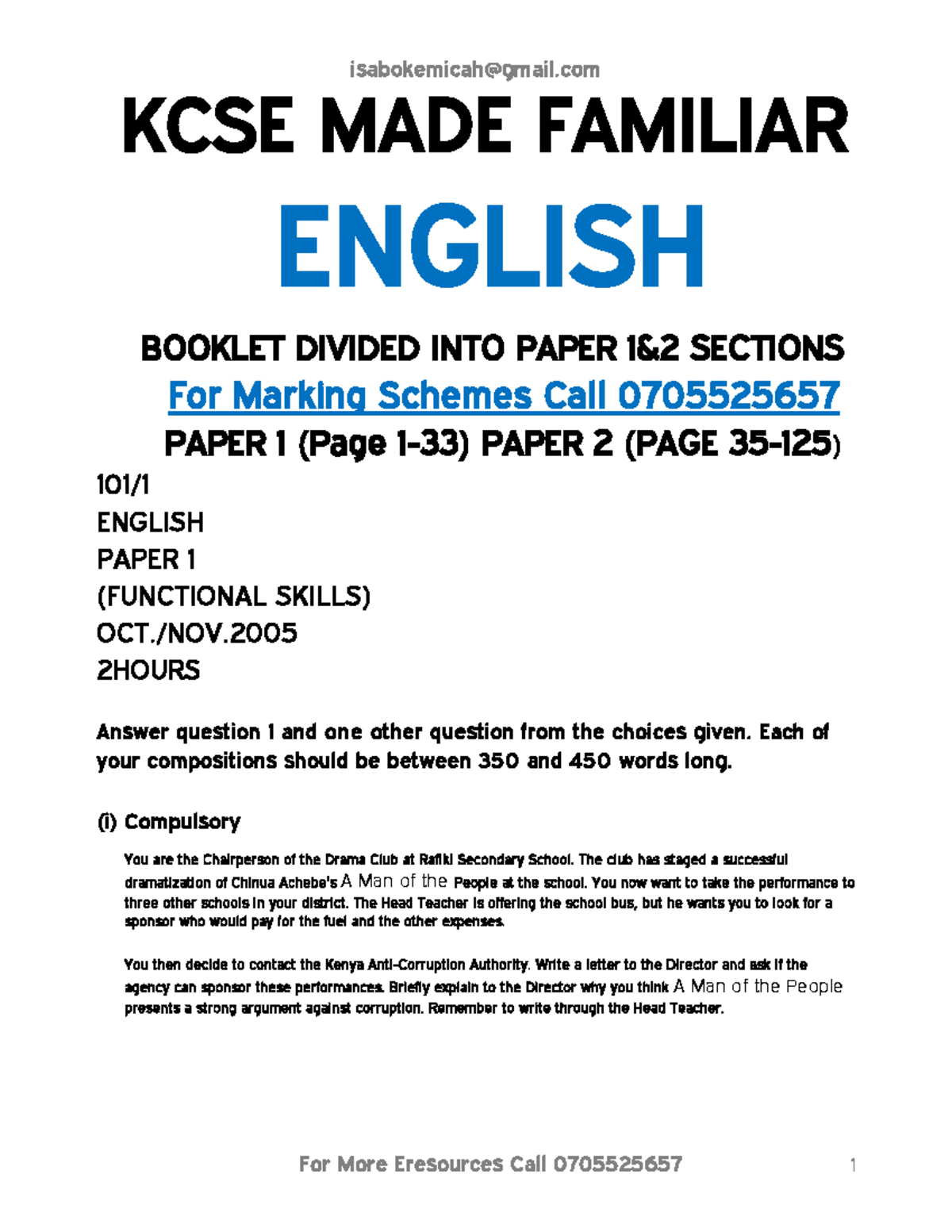 English MADE Familiar - Study materials - KCSE MADE FAMILIAR ENGLISH ...
