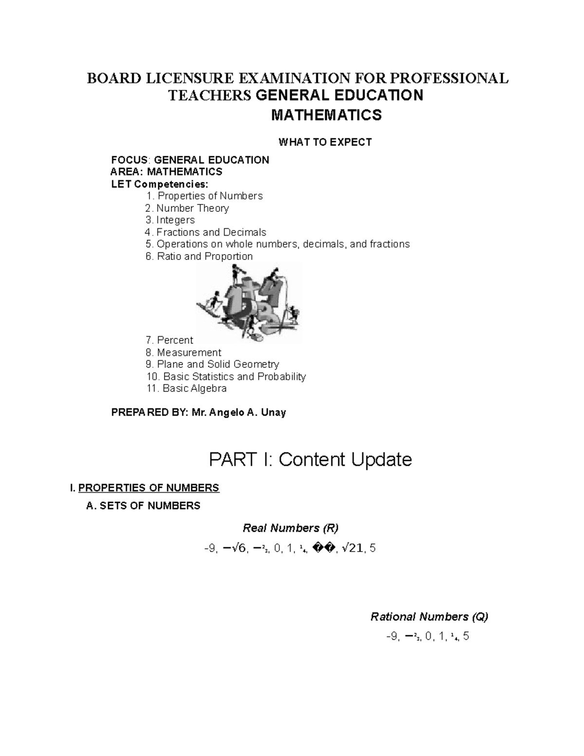 Board Licensure Examination FOR Professional Teachers (MATH) - BOARD ...