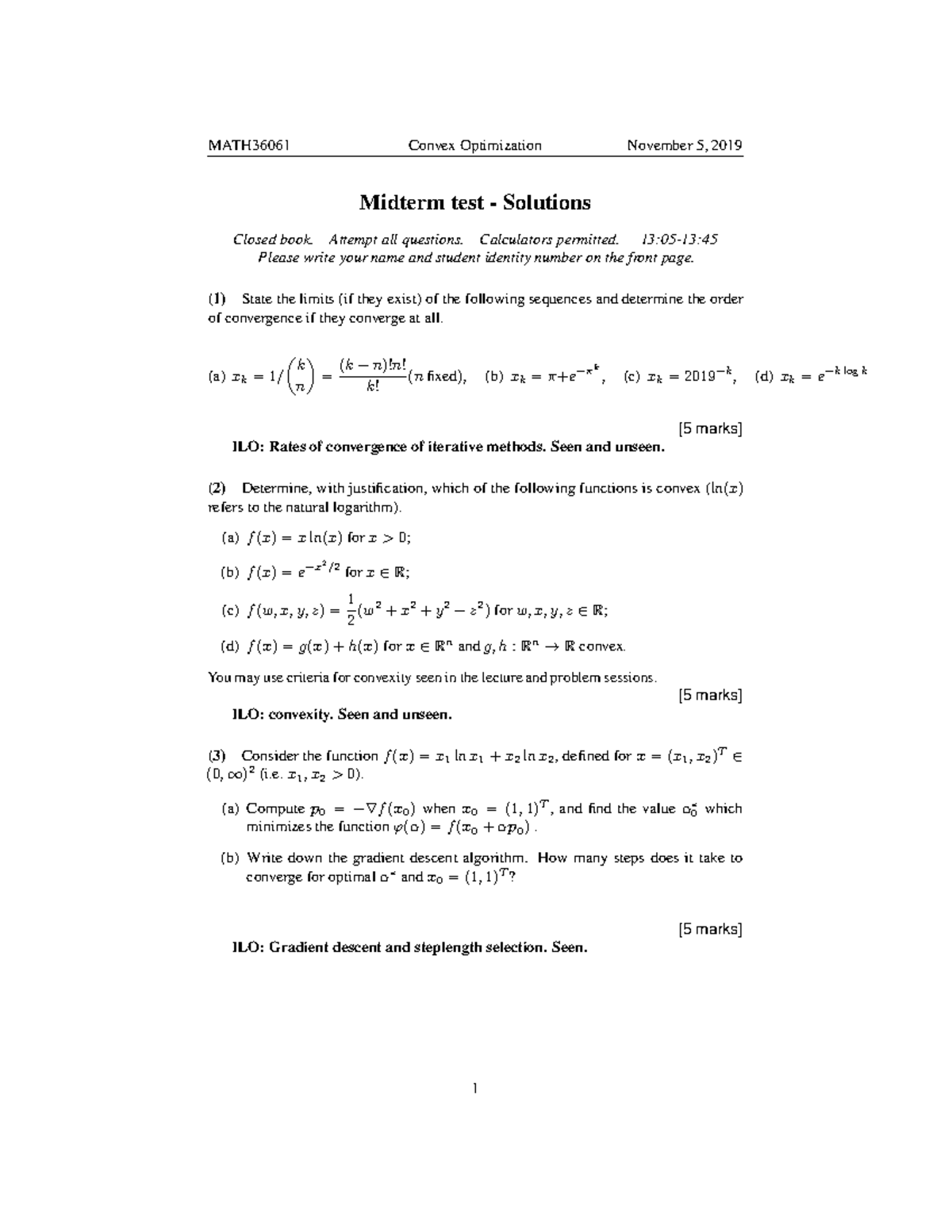 Midterm-2019-sol - Mid term test - Midterm test - Solutions Closed book ...