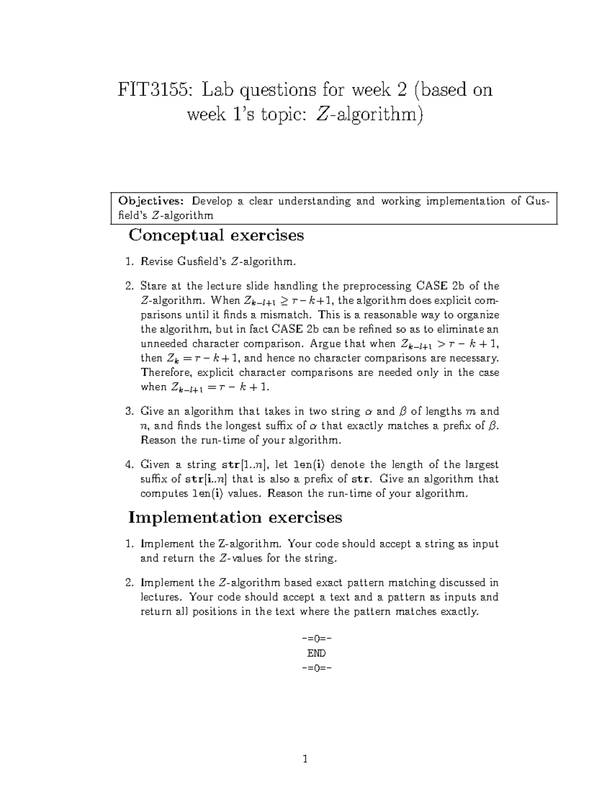 Lab2 - lab - FIT3155: Lab questions for week 2 (based on week 1’s topic ...