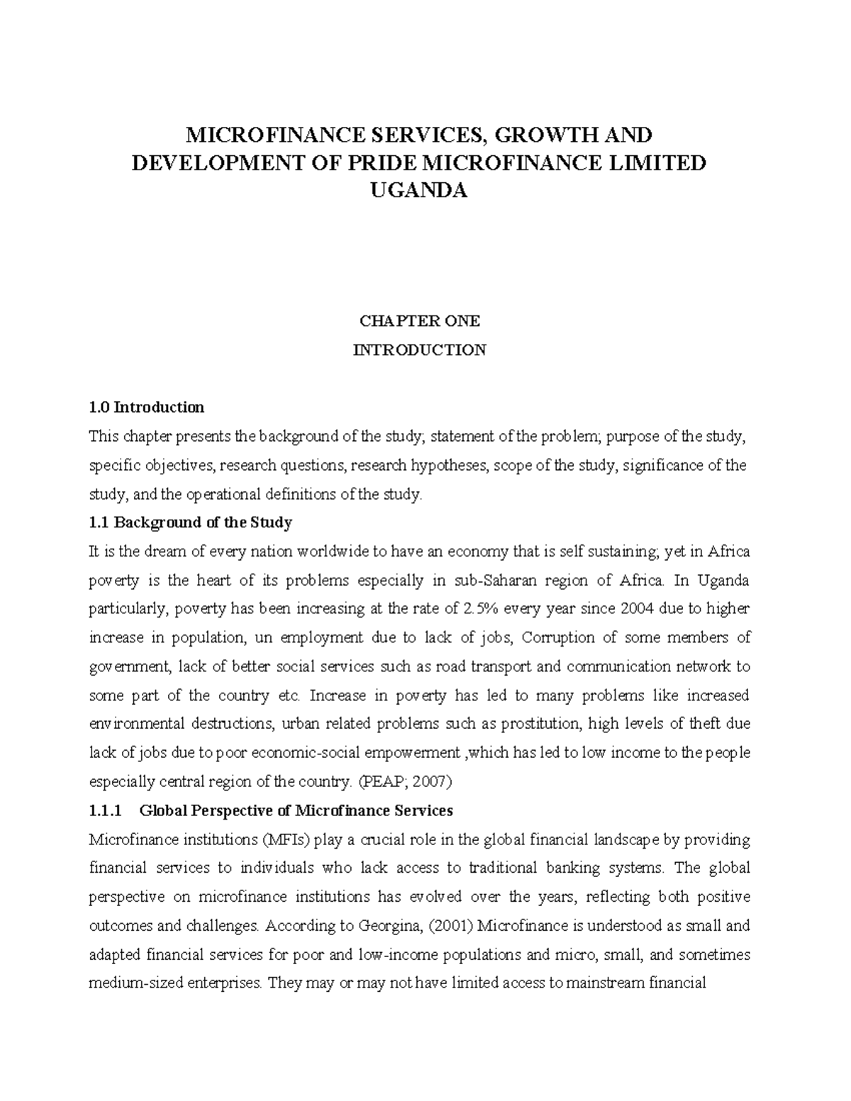 Microfinance Services - MICROFINANCE SERVICES, GROWTH AND DEVELOPMENT ...