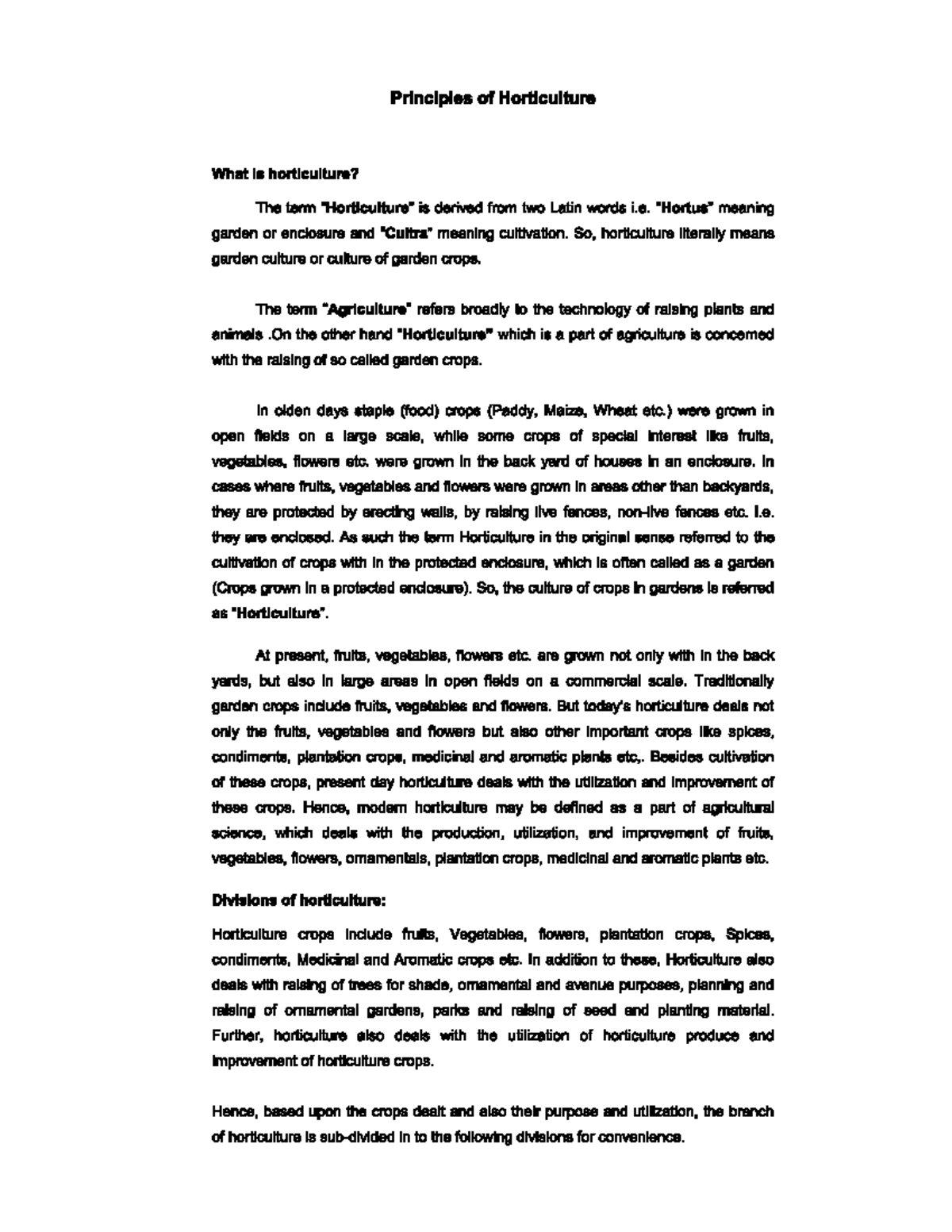 Horti notes 1 - horticulture - Studocu