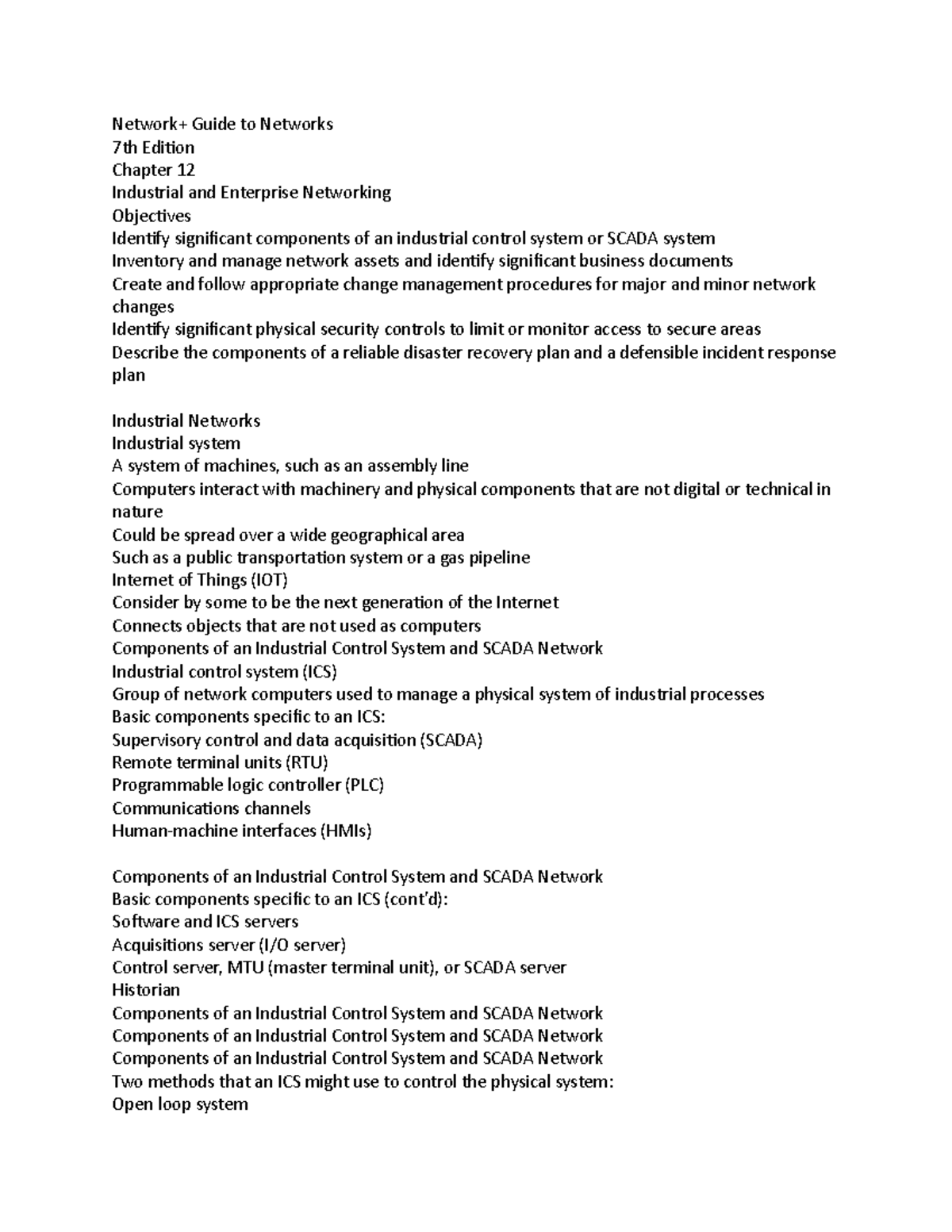 Ch12net - Lecture notes 12 - Network+ Guide to Networks 7th Edition ...