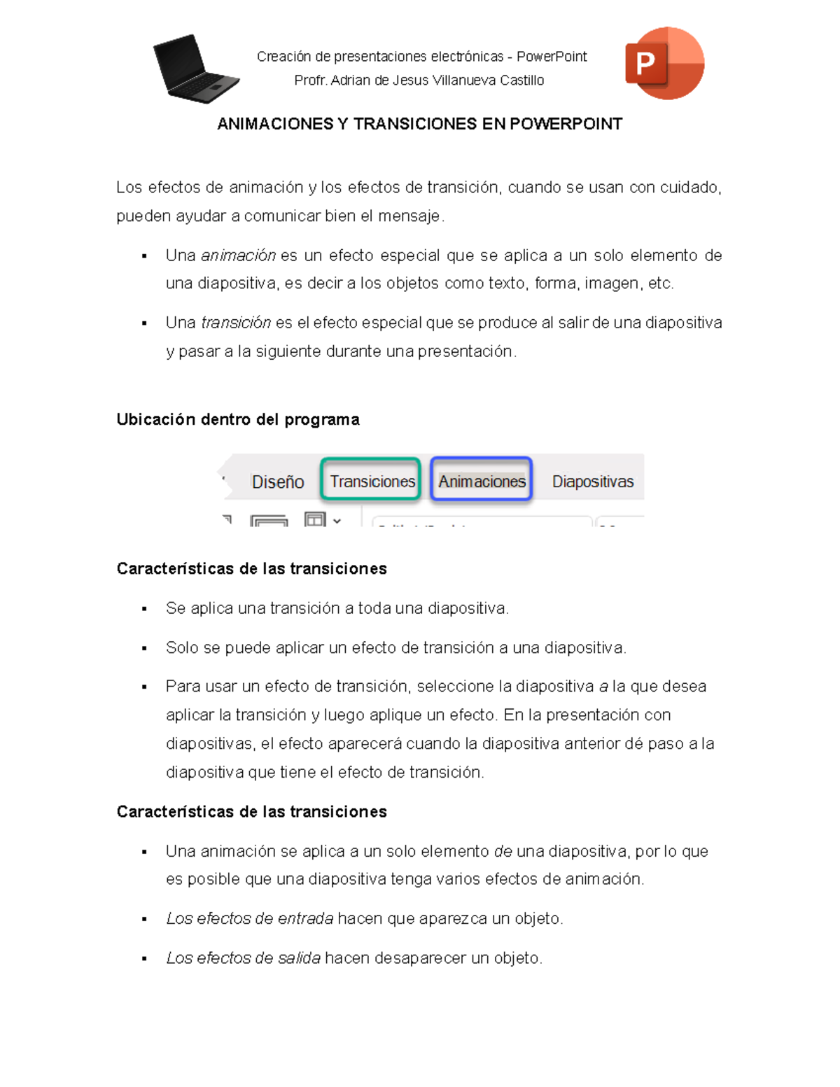 Teoría Animaciones Y Transiciones - Creación de presentaciones ...