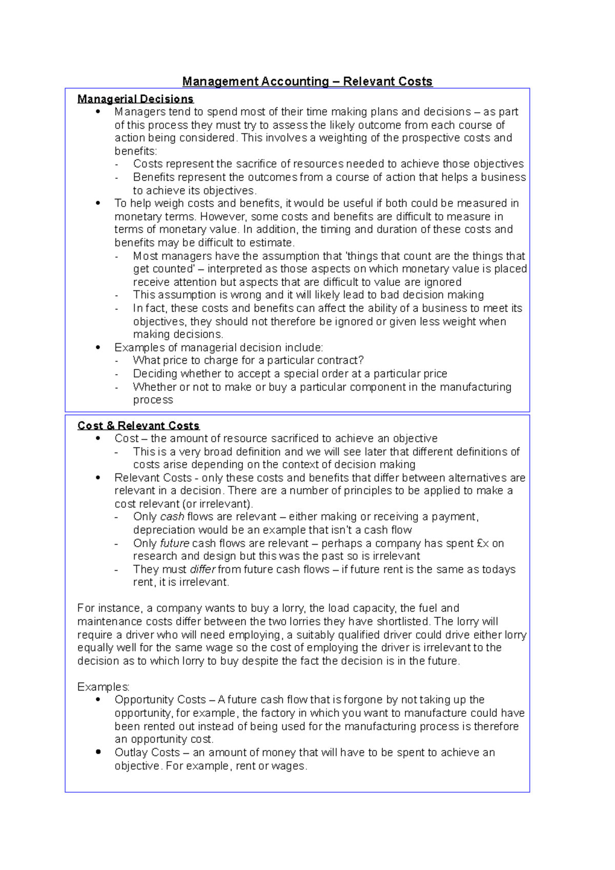 2 Relevant Costs - n.a - Management Accounting – Relevant Costs ...