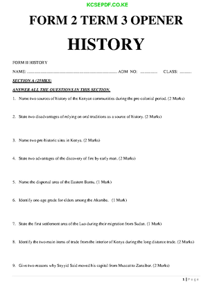 Mathematics - Mathematics Form 1 - Question Paper - ZERAKI ACHIEVERS ...