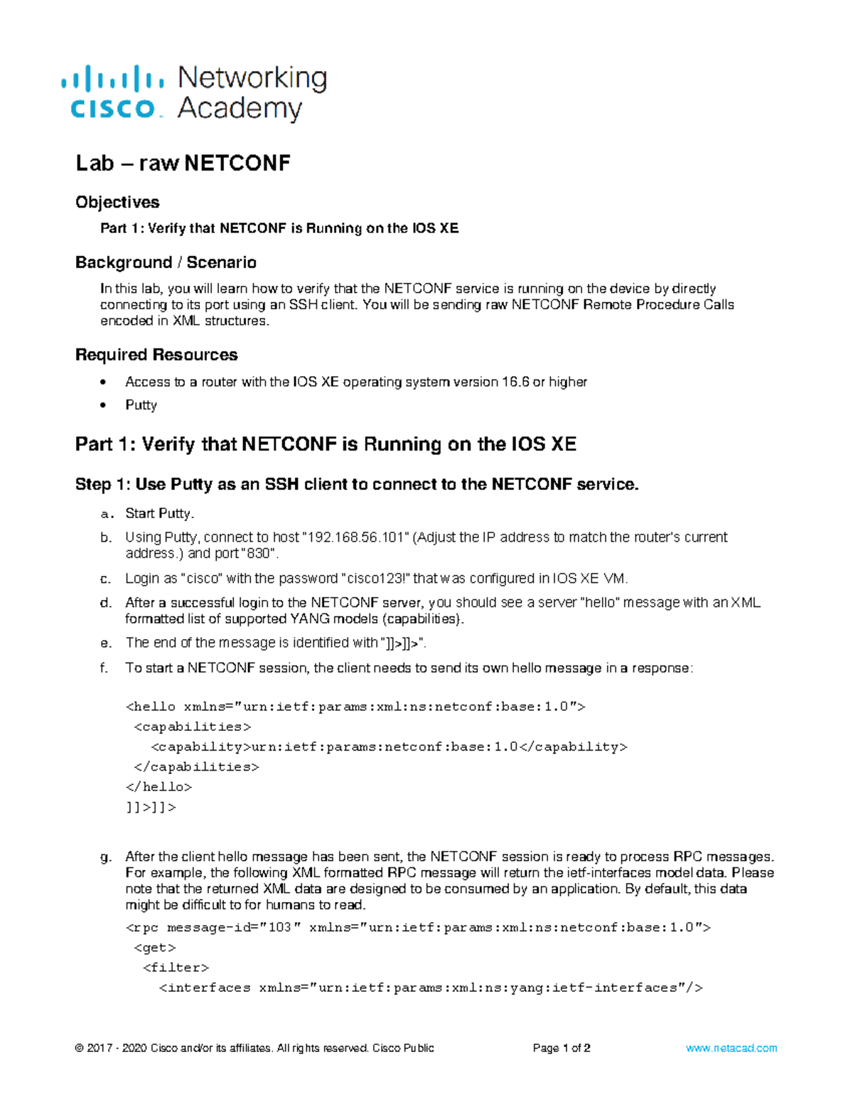 Data Communications Netconf papers - © 2017 - 2020 Cisco and/or its ...