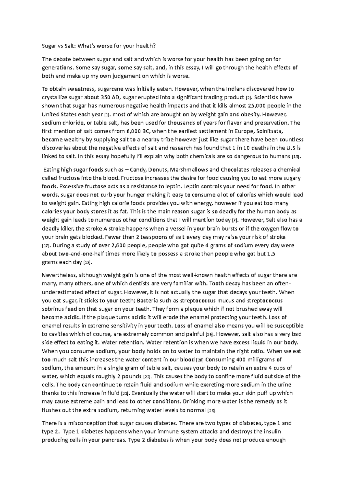 Sugar vs Salt - Some say sugar, some say salt, and, in this essay, I ...
