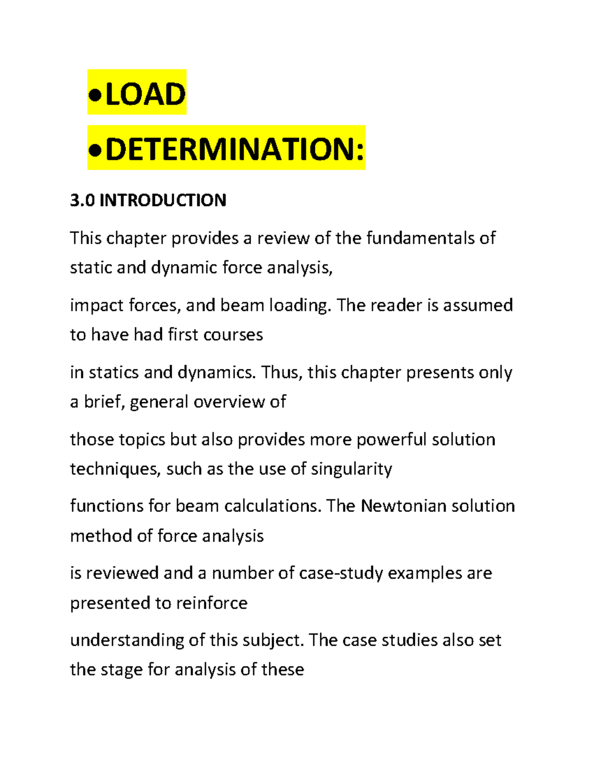 Load Determination Load Determination 3 Introduction This Chapter