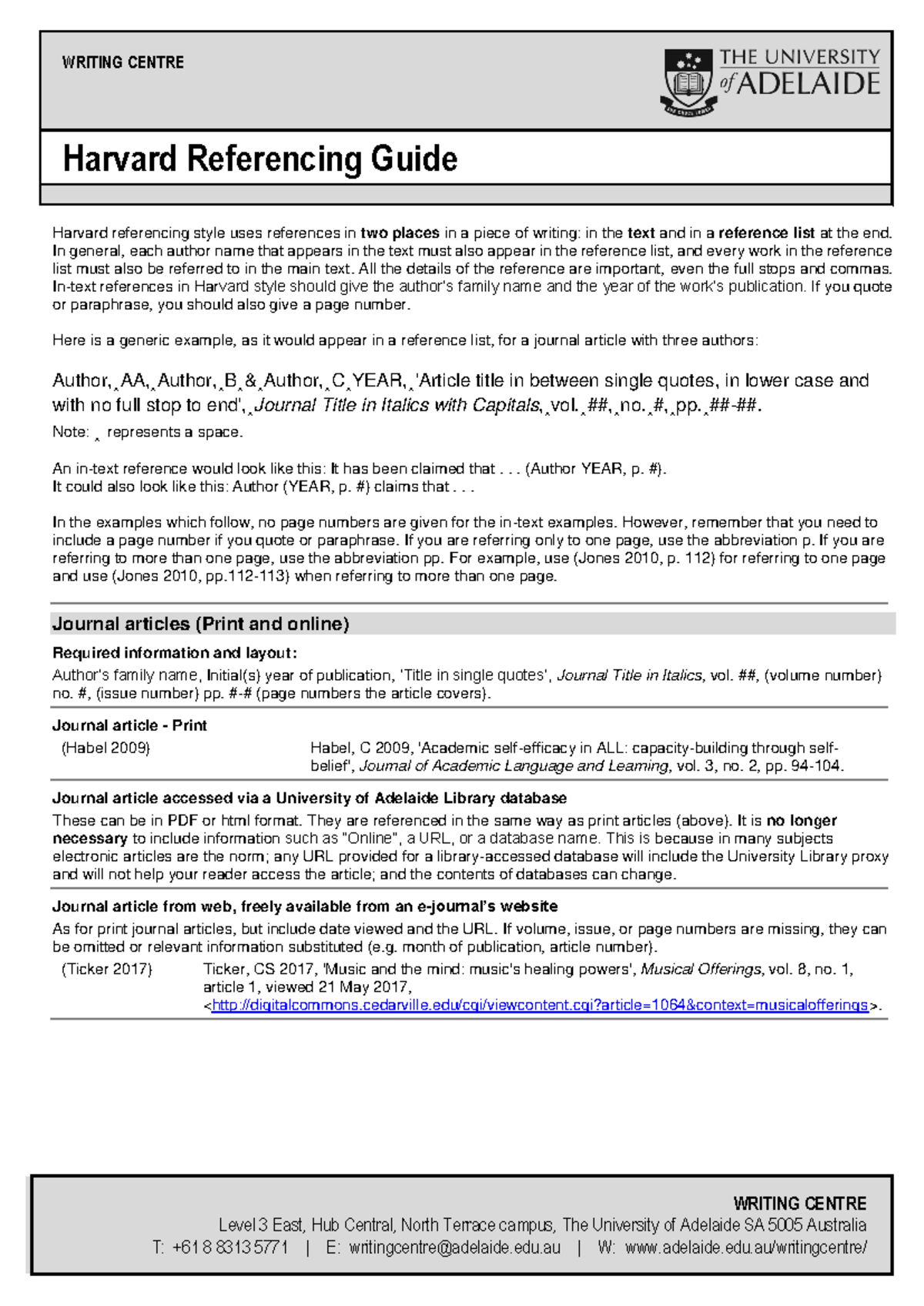 Harvard referencing guide 3 - WRITING CENTRE Harvard Referencing Guide ...