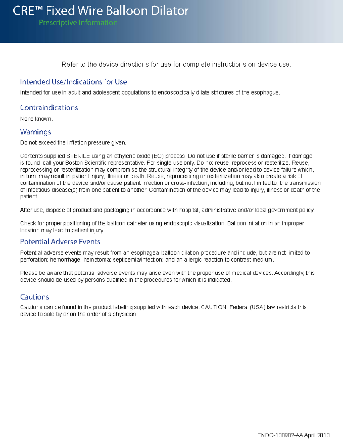 Cre dfu fixed balloon - CRE baloon - CRE™ Fixed Wire Balloon Dilator ...
