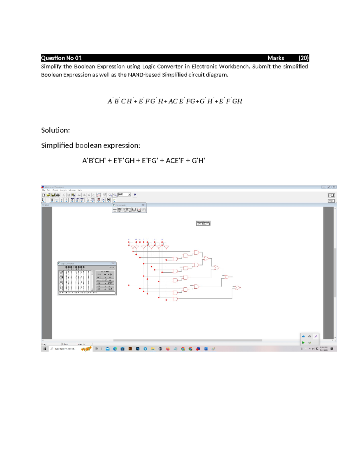 Assignment No 1 PHY301 - cfghdrfyhd - Question No 01 Marks (20) Simplify the Boolean Expression ...
