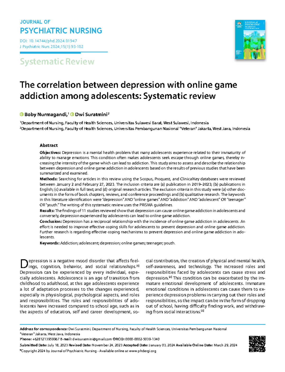PHD 15 1 93 102 - The correlation between depression with online game ...