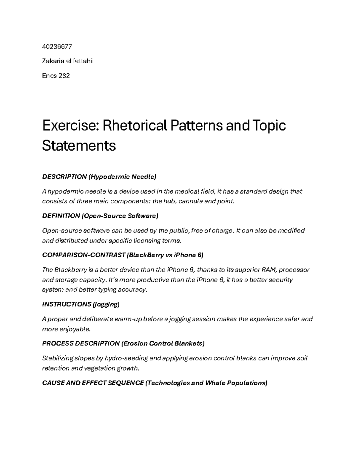 Encs assignment 40236677 - 40236677 Zakaria el fettahi Encs 282 ...