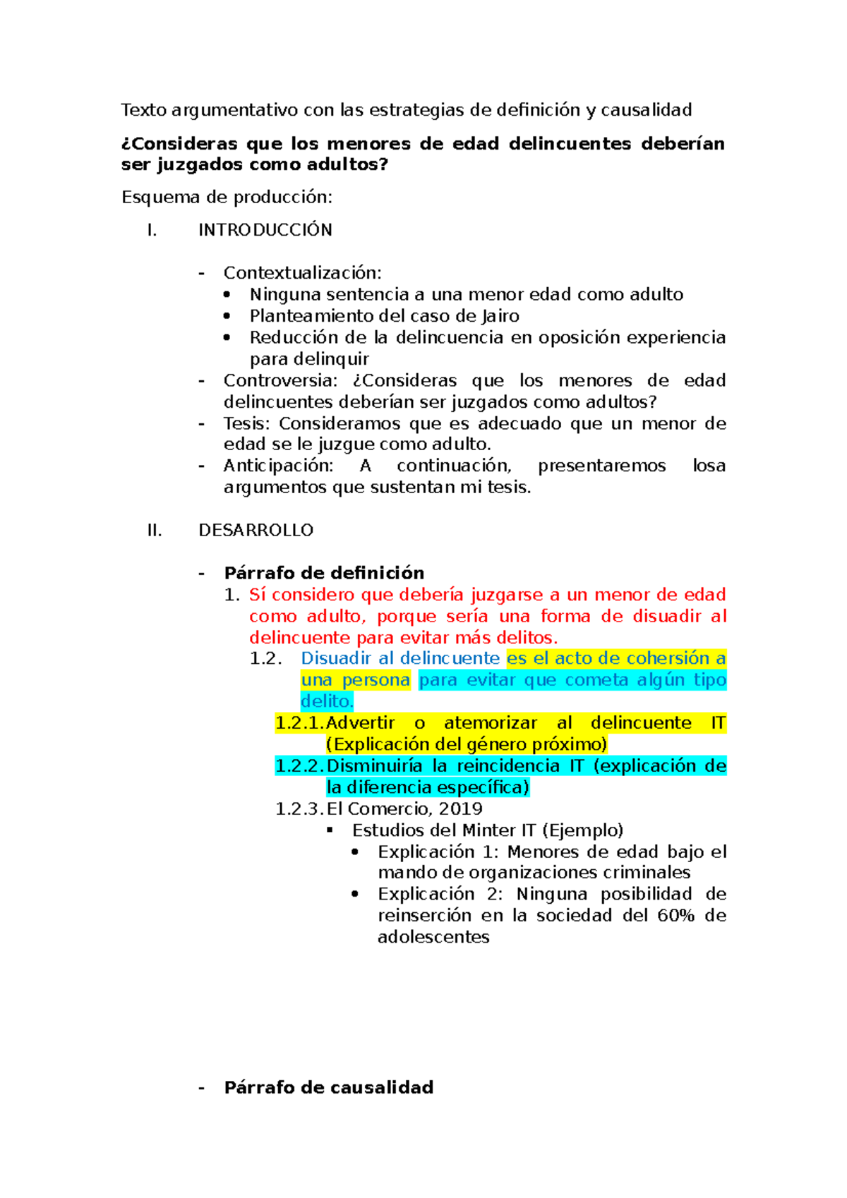 Texto Causalidad Example - Texto argumentativo con las estrategias de definición y causalidad ...