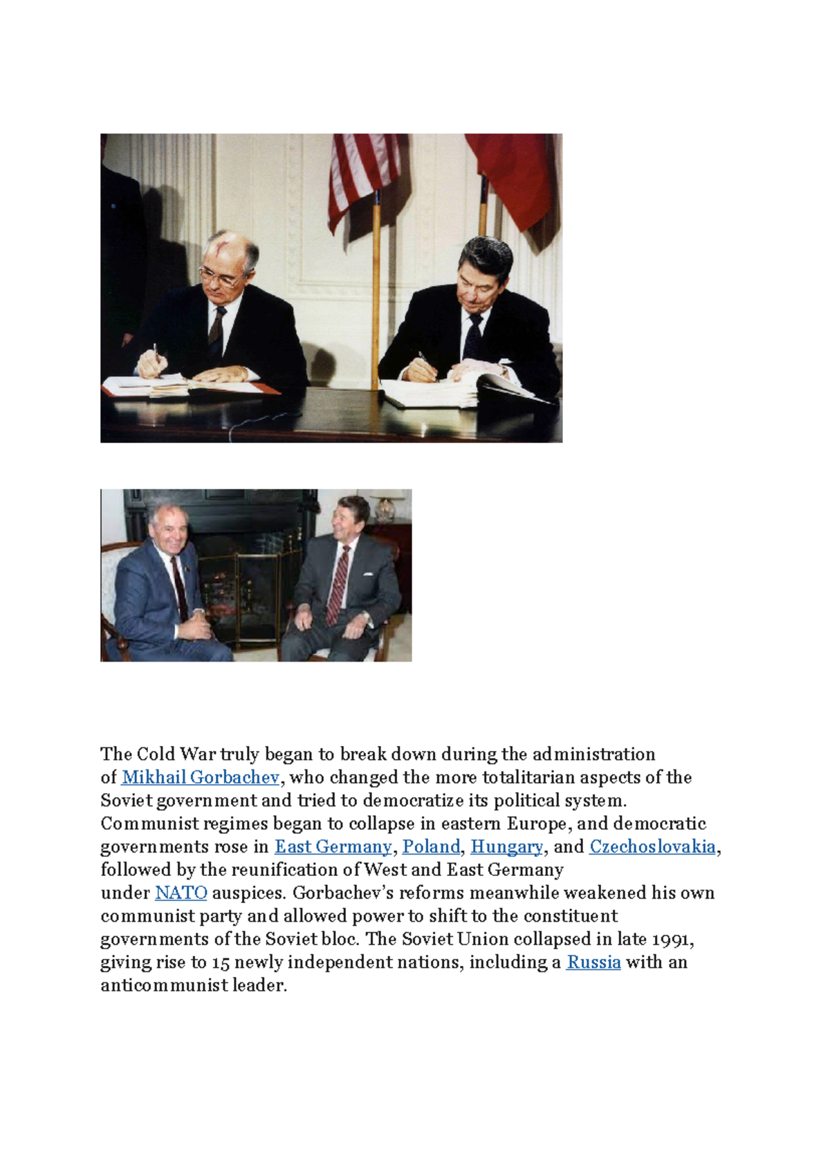 Print - Modern History Material - The Cold War truly began to break ...