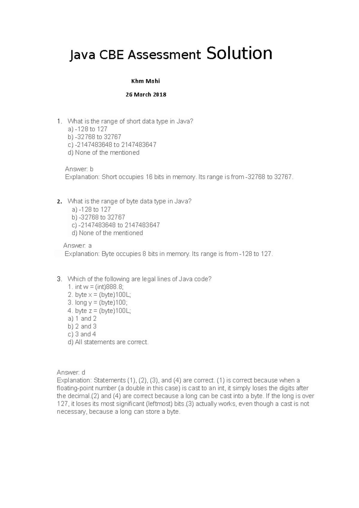 Java CBE Assessment Solution - Java CBE Assessment Solution Khm Mahi 26 ...
