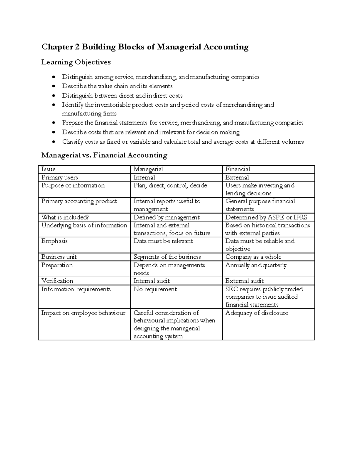 Chapter 2 Building Blocks of Managerial Accounting - Chapter 2 Building ...