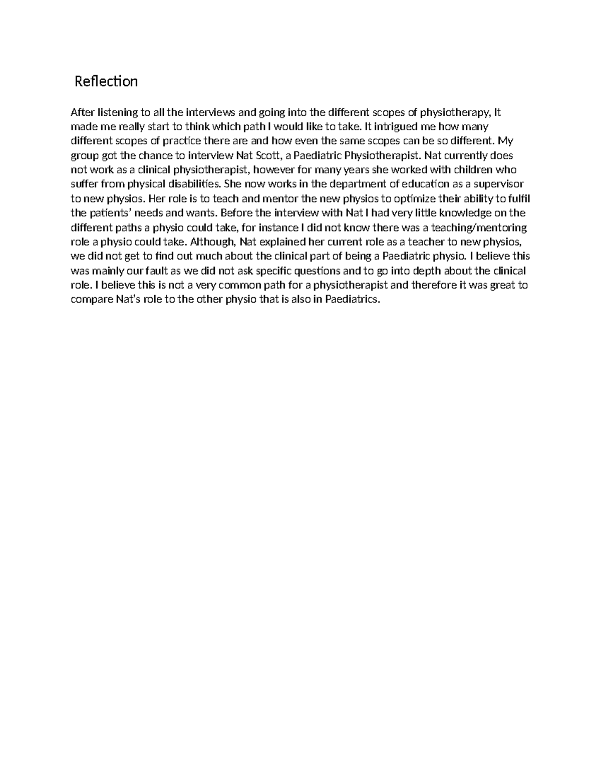 PHTY Script - Reflection After listening to all the interviews and ...