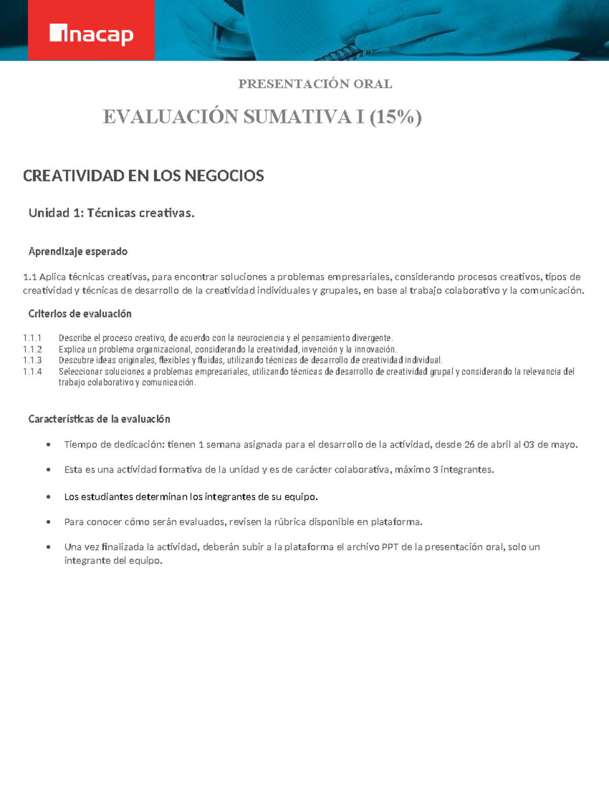 creatividad en los negocios con Yusepe - PRESENTACIÓN ORAL EVALUACIÓN ...