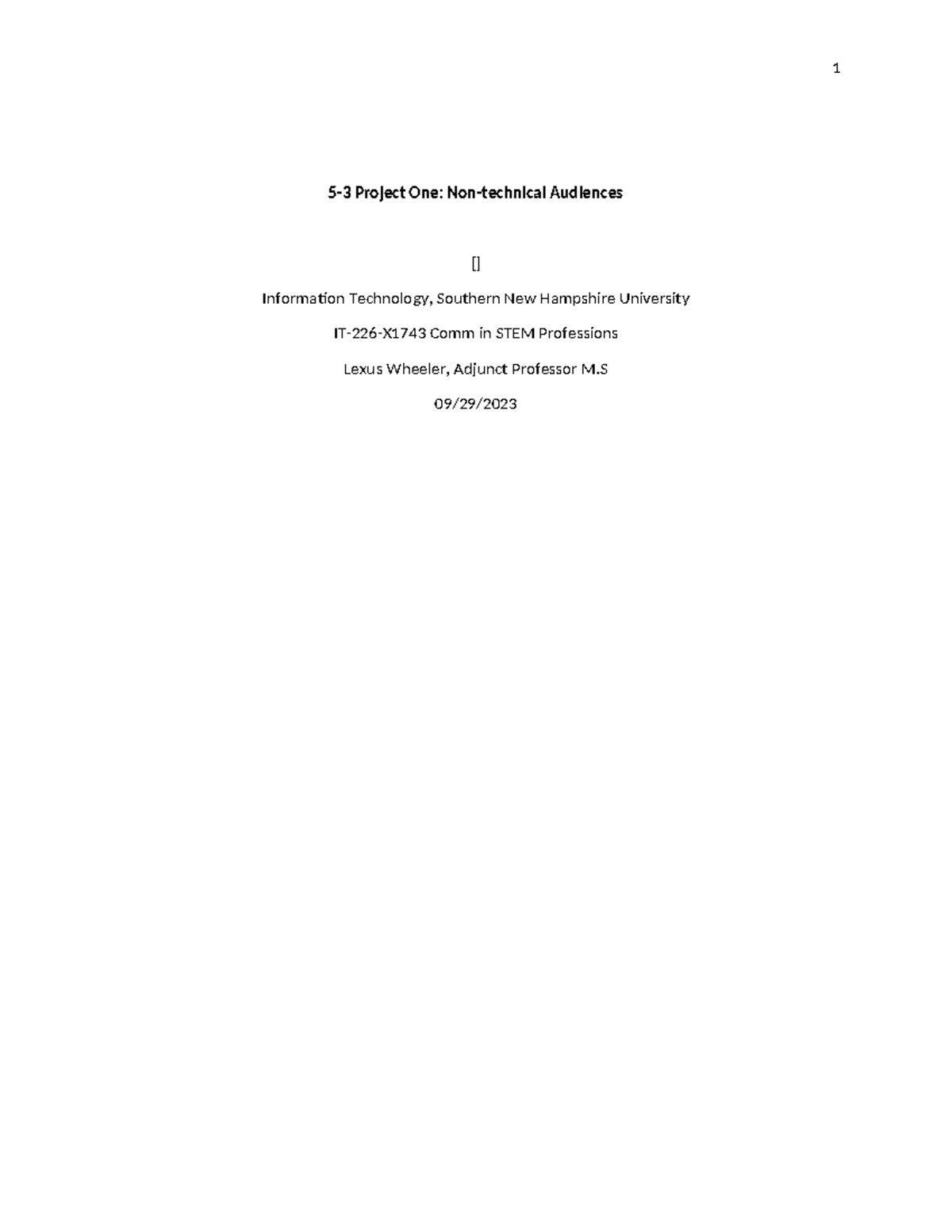 5-3 Project One - Non-technical Audiences - 5-3 Project One: Non-technical Audiences ...