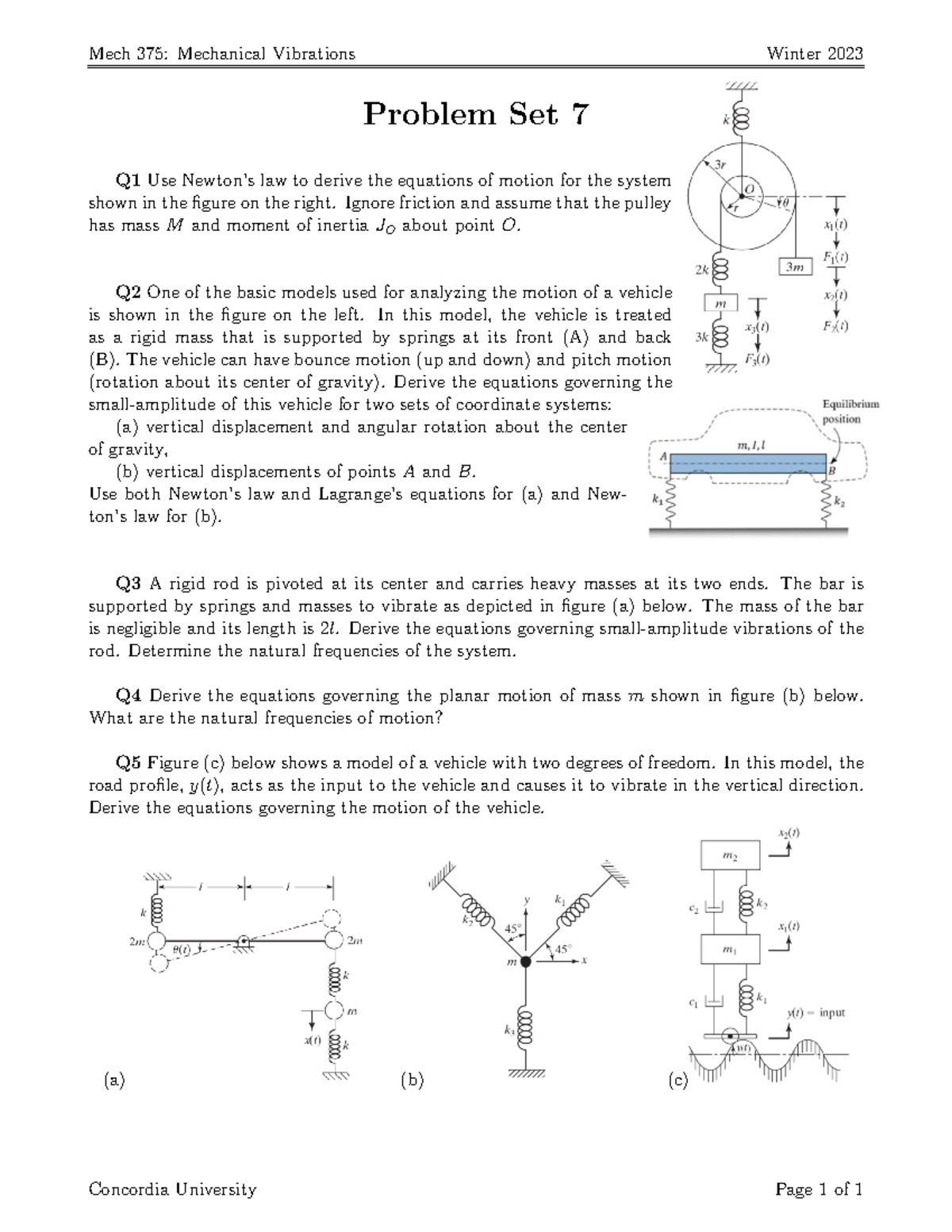 Problem Set 07 - Tutorial Practice exercises - Mech 375: Mechanical ...