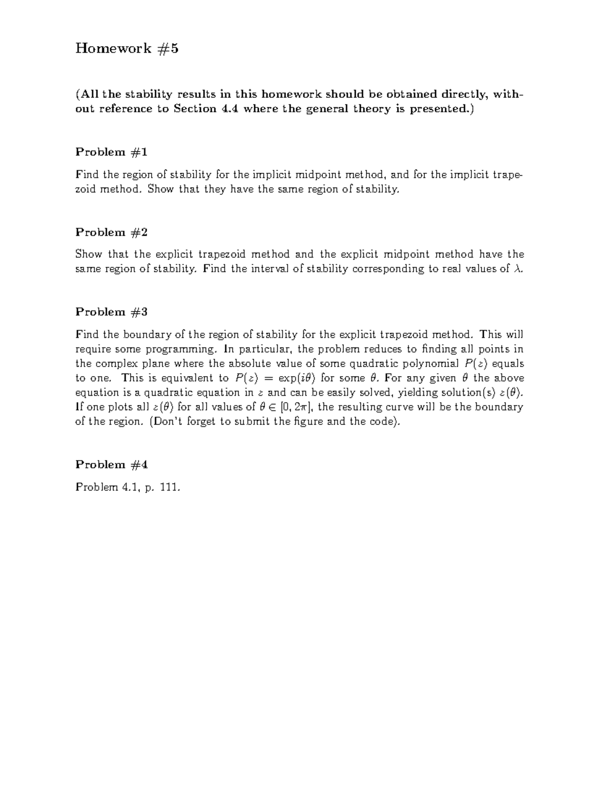 Hw5 - Homework assignment 5 - Homework (All the stability results in ...