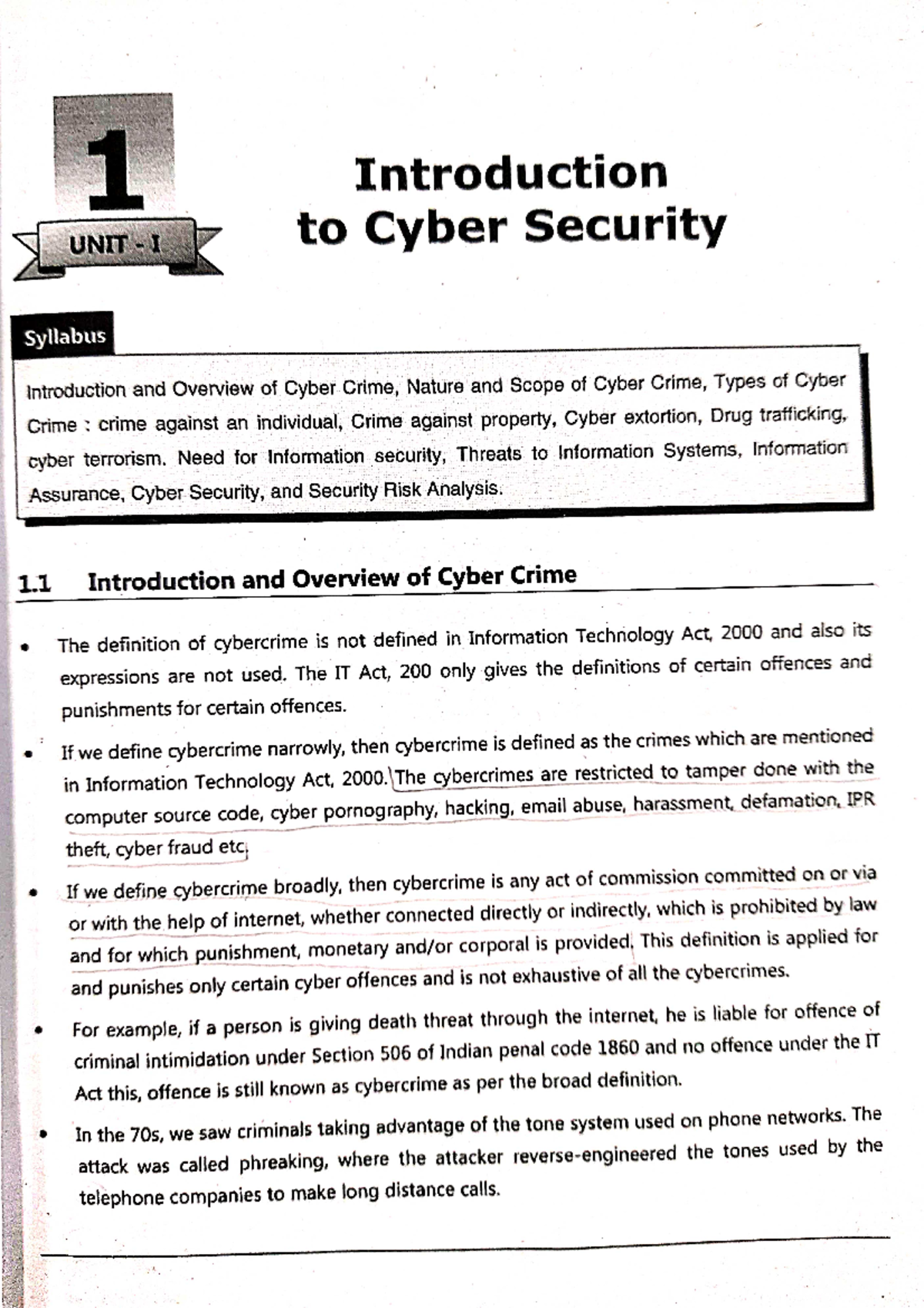 BE Computer CSDF unit 1 - 1 Introduction UNIT I to Cyber Security ...