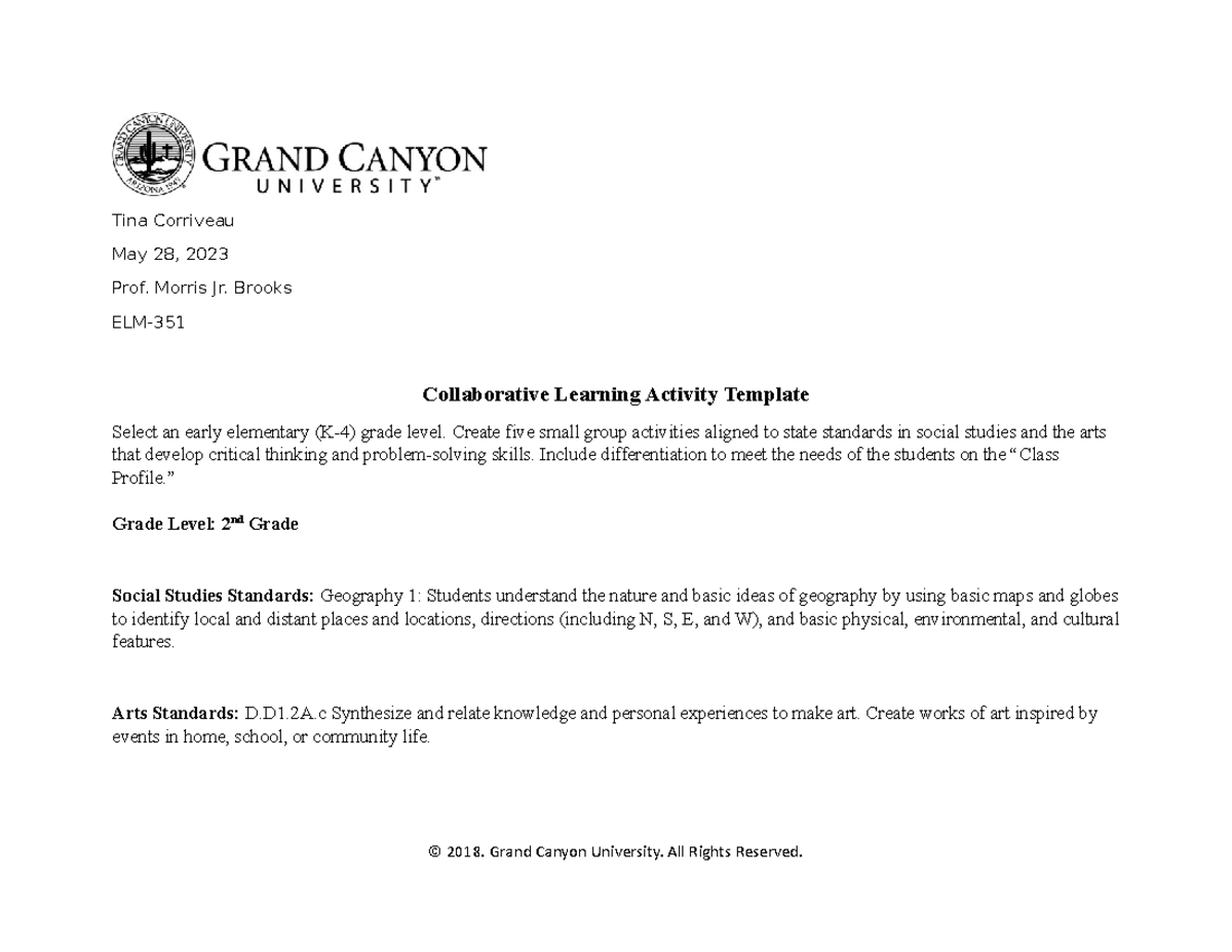 ELM 351 D T5 Collaborative Learning Activity Template - ELM-351 - GCU ...