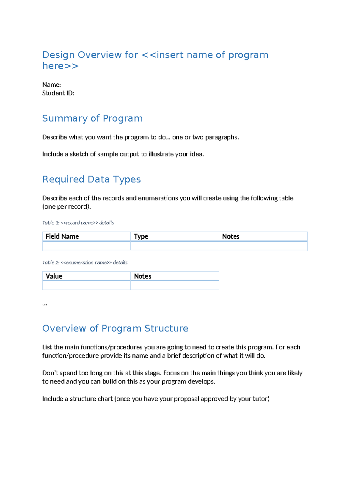Credit Task 6.3 - Custom Program Design - Design Overview for
