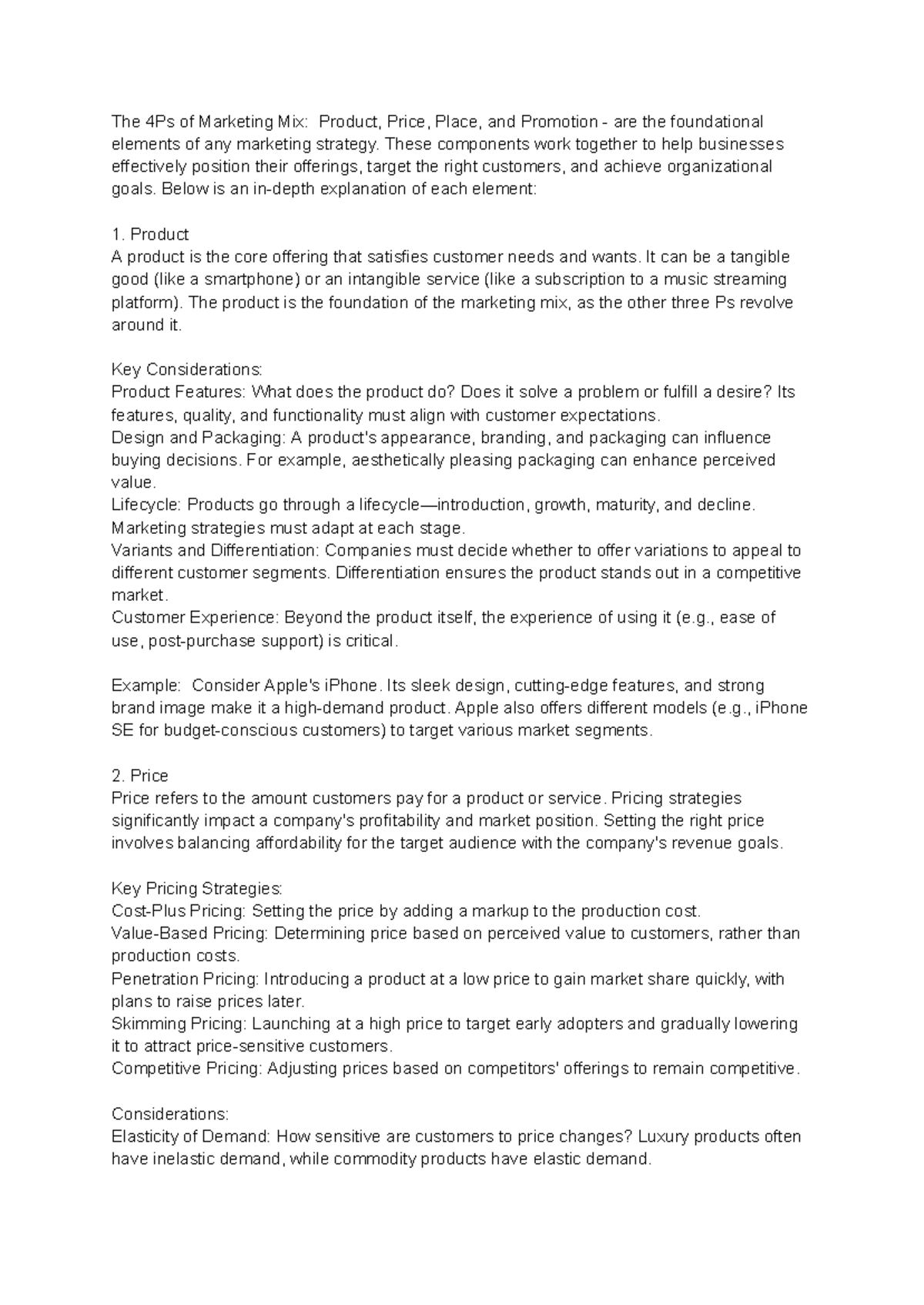 The 4Ps of Marketing Mix Product, Price, Place, and Promotion - These ...