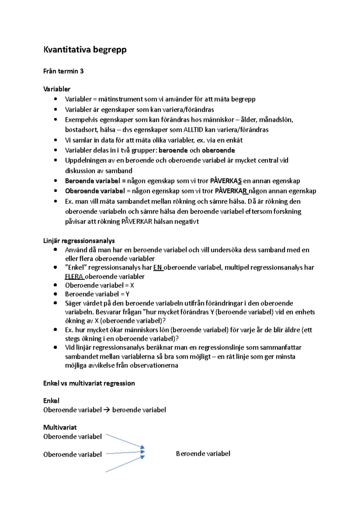Kvantitativa begrepp - Kvantitativa begrepp Från termin 3 Variabler ...