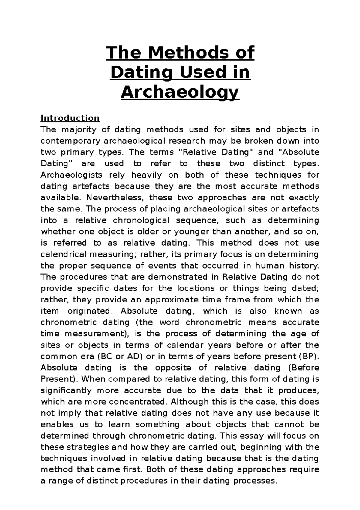 The Methods of Dating Used in Archaeology - The Methods of Dating Used ...