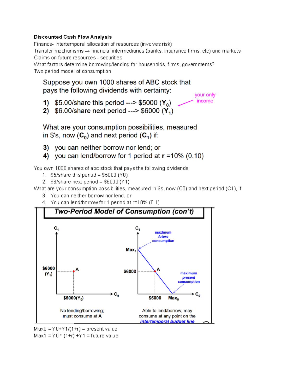 Econ372 - notes - Discounted Cash Flow Analysis Finance- intertemporal ...